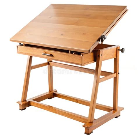 Wooden Drafting Table With Adjustable Tilt Top Surface Stock Illustration Illustration Of