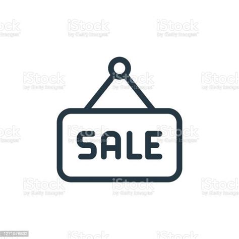 전자 상거래 쇼핑 컨셉의 판매 아이콘 벡터입니다 판매 편집 가능한 스트로크의 얇은 선 그림 웹 및 모바일 앱 로고 인쇄 매체에 사용하기 위한 판매 선형 사인 가격에 대한