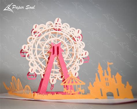 Ferris Wheel Pop Up Card Template Paper Cutting Svg 3d Etsy India