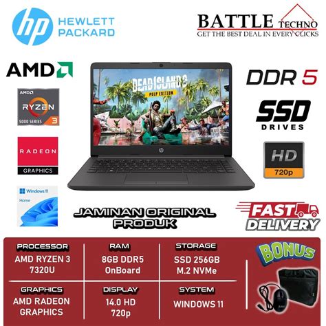 Jual Laptop Gaming Murah HP 245 G10 AMD Ryzen 3 7320U 8GB 512GB Ssd Windows 11 Grey Shopee