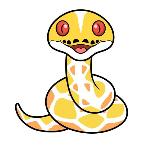 Cute Amelanistic Reticulated Python Cartoon Vector Art At Vecteezy