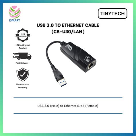 Tinytech Adapter USB 3 0 To Ethernet RJ45 Gigabit Network Lan U30 LAN Shopee Malaysia