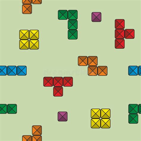 Vector Illustration Seamless Pattern With Tetris Stock Vector Illustration Of Orange Play