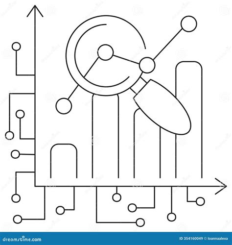 Ai Data Chart Icon Simple Outline Black Vector Pictogram With Thin Lines Stock Illustration