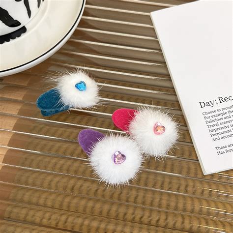 Badu Bg Плюшена топка с цветни кристали любовно сърце шнола за жени сладка сладка момичешка