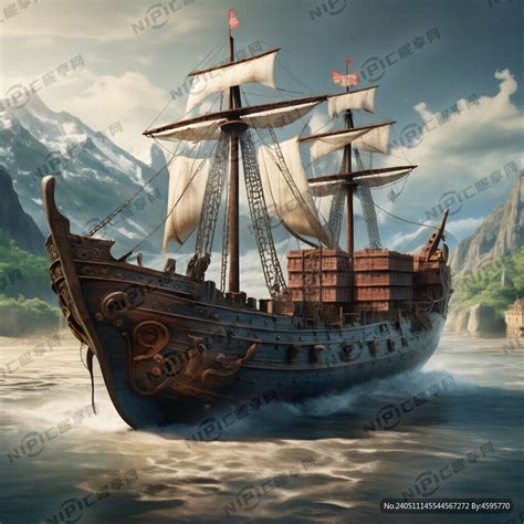 Ai创作图古代货船 昵图网