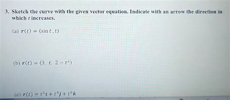 Solved 3 Sketch The Curve With The Given Vector Equation