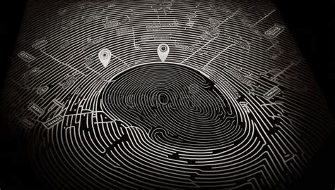 Abstract Art Representing A Fingerprint With Location Markers Situated