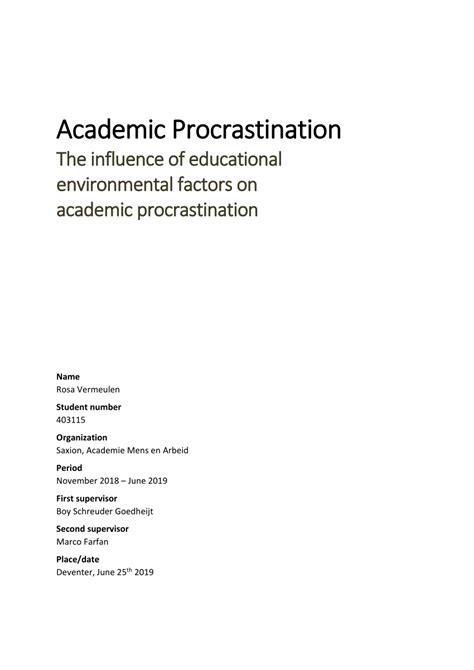 Pdf Academic Procrastination