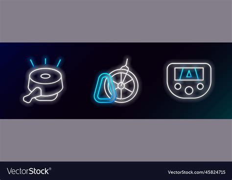 Set Line Gps Device With Map Bicycle Bell Vector Image