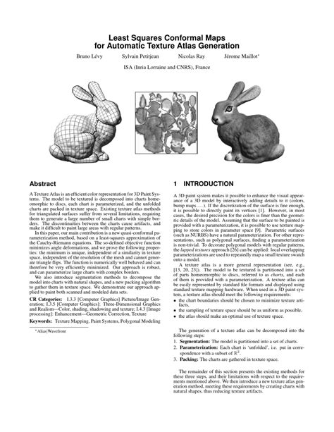 Pdf Least Squares Conformal Maps For Automatic Texture Atlas Generation