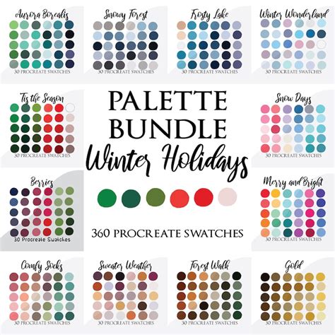 Procreate Palette Swatches Procreate Color Palette Christmas Colour Palette Bundle Winter