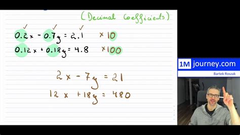 Grade 10 Linear Systems By Elimination Method Decimal Coefficients