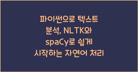 파이썬으로 텍스트 분석 Nltk와 Spacy로 쉽게 시작하는 자연어 처리