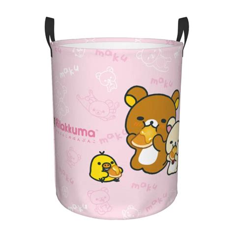 리락쿠마 카와이 만화 리락쿠마 곰 세탁 바구니 접이식 장난감 옷 망치 보관함 어린이 보육원 위시버킷