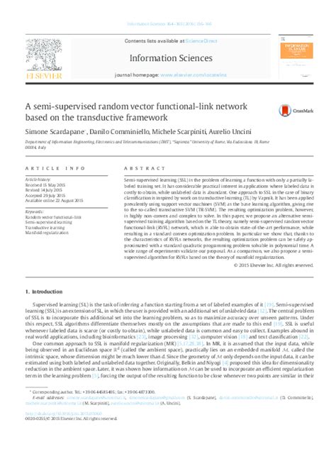 pdf a semi supervised random vector functional link network based on
