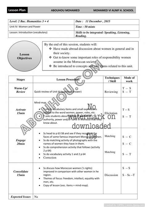 Insights Lp U 4 Women And Power Introduction Vocabulary Lesson Plan 2bac