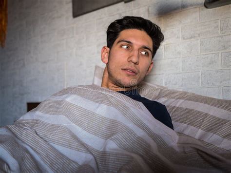 Young Handsome Sleepy Man In Bed Waking Up Stock Image Image Of Wake Morning 274630633