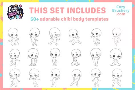 Procreate Chibi Body Stamps Brushes Pack