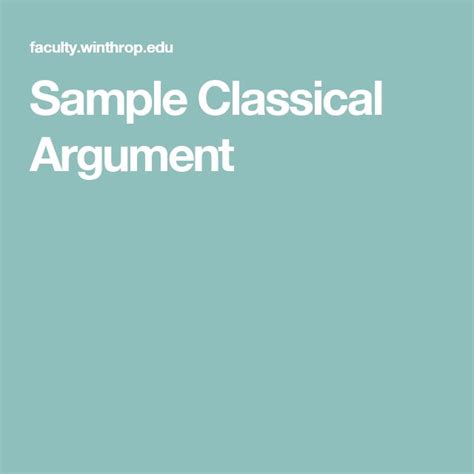 Sample Classical Argument Sample Classical Argument