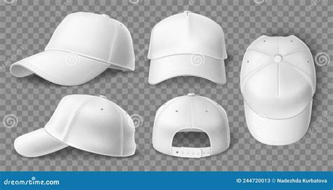 Realistic White Baseball Cap Mockup 3d Sports Headgear With Sun