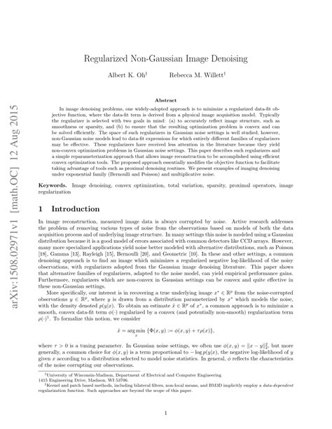 Pdf Regularized Non Gaussian Image Denoising