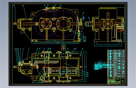 T1694 二级锥齿减速器（装配图）autocad 2004模型图纸下载 懒石网