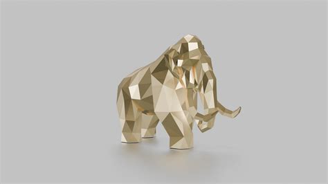 3d Elephant Parametric Polygonal Sculpture For 3d Printing Model
