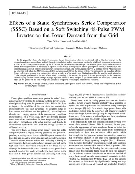 Effects Of A Static Synchronous Series Compensator