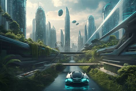 绿色城市自动驾驶场景图片素材 正版创意图片600098011 摄图网