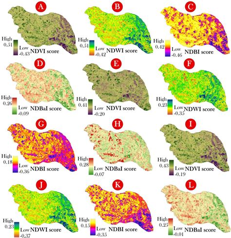 Simulated Ndvi Ndwi Ndbi And Ndbai For 2017 A D January E H Download Scientific Diagram