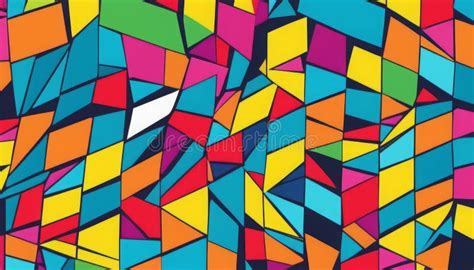 Colorful Geometric Mosaic With Abstract Triangular Patterns In A Vibrant Background Stock Image