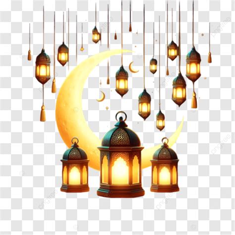 랜턴이 걸려있는 라마단 초승달 랜턴을 걸고있는 라마단 달 랜턴이있는 라마단 초승달 랜턴이 걸려있는 라마단 초승달 Png