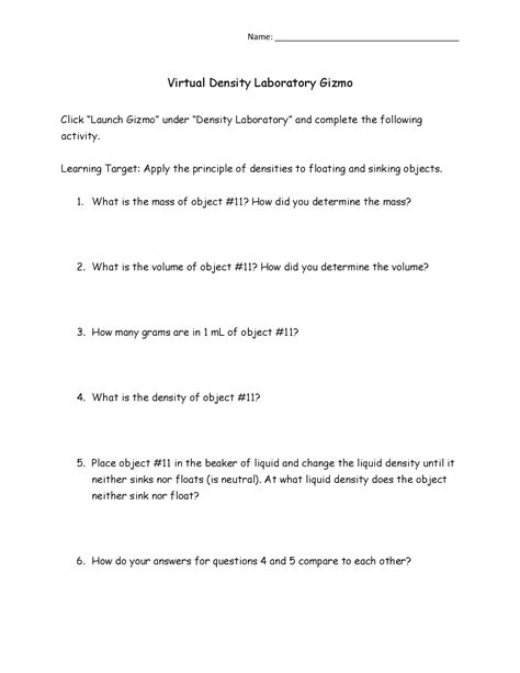 virtual density laboratory gizmo lecture notes advanced physics docsity