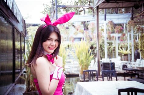 Premium Photo Portrait Of Beautiful Woman In Rabbit Costume