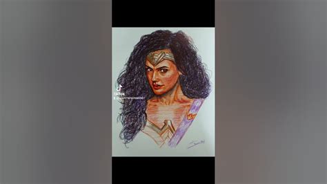그림 드로잉 인물화 펜그림 펜 볼펜 볼펜그림 원더우먼 Youtube