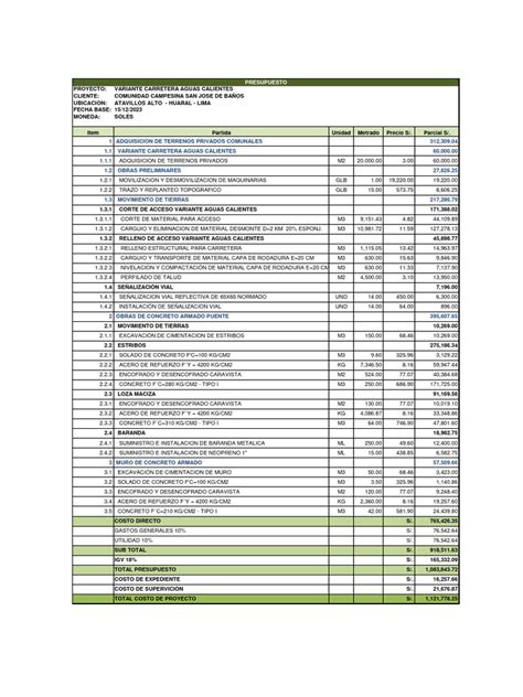 Presupuesto Proyecto Descargar Gratis Pdf Edificio Albañilería