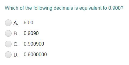 Equivalent Decimals Turtle Diary Quiz