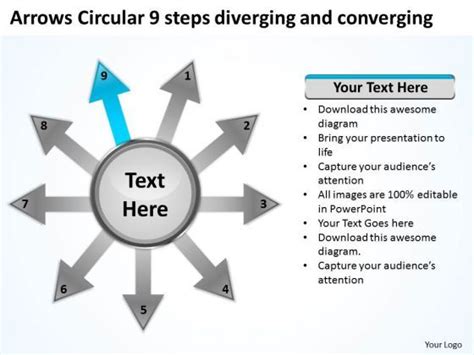 Arrows Circular Steps Diverging And Converging Process Chart PowerPoint Slides