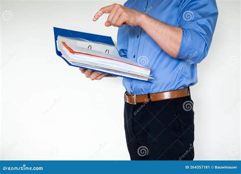 Worker Going Trough Some Folder Files Stock Image Image Of Documents