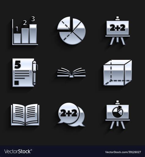 Set Open Book Equation Solution Chalkboard Vector Image