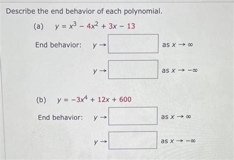 Solved Describe The End Behavior Of Each Polynomial A