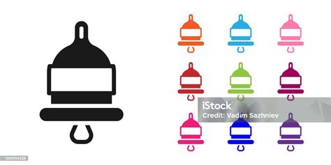 흰색 배경에 격리 된 검은 색 울리는 알람 벨 아이콘 화재 경보 시스템 서비스 벨 핸드벨 기호 알림 기호 다채로운 아이콘을