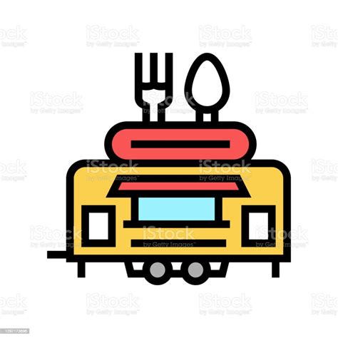 길거리 음식 트레일러 컬러 아이콘 벡터 일러스트레이션 가솔린에 대한 스톡 벡터 아트 및 기타 이미지 가솔린 거리 교통수단 Istock