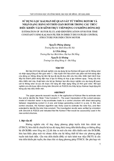 Pdf Estimation Of Rotor Flux And Identification Of Rotor Time