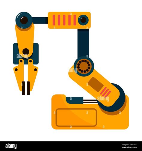 Arm Of Robotic Machine On Factory Technological Line Vector Illustration Of Robot Hand For