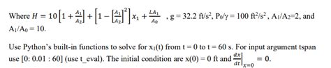USING PYTHON NOT MATLAB Two Tanks Of Crosssectional Areas Course Hero