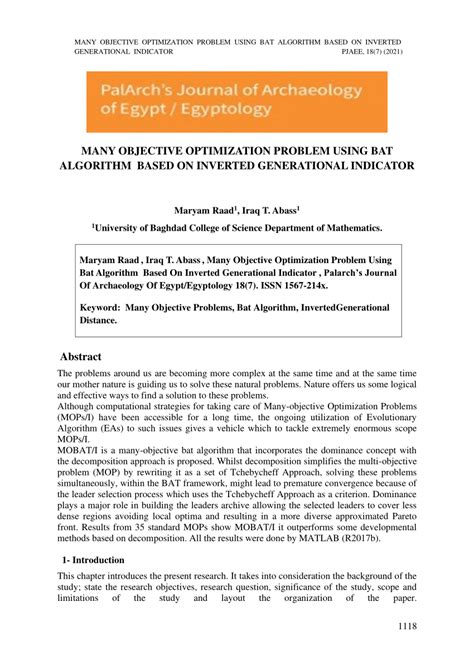 Pdf Many Objective Optimization Problem Using Bat Algorithm Based On