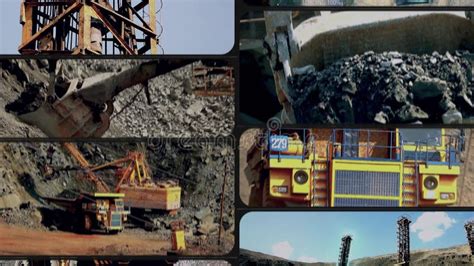Coal Mining Multiple Frames In One Video Big Yellow Dump Truck In A