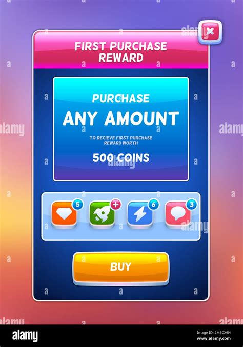 Game Ui Reward Purchase Screen Creative Concept Vector Interface Game